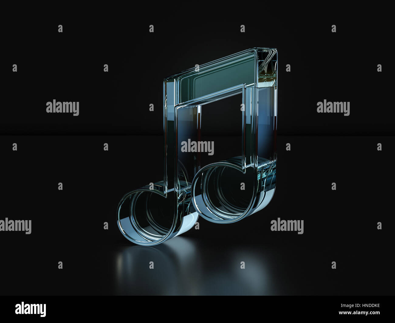 Glass music note symbol on a black background. 3D illustration Stock ...