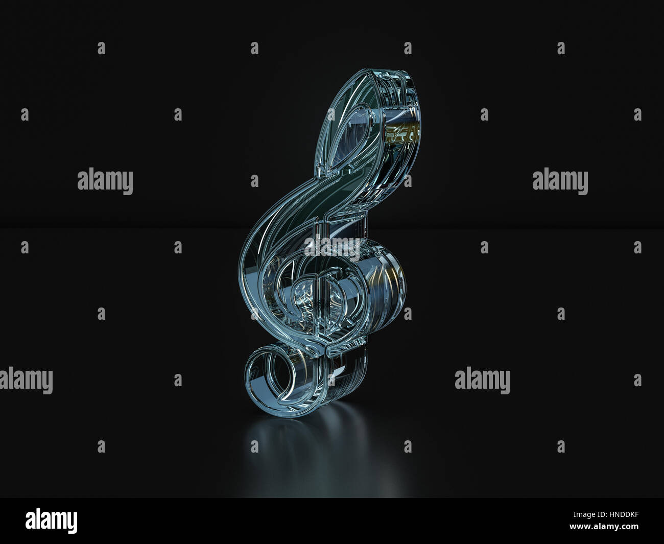 Glass music note symbol on a black background. 3D illustration Stock ...