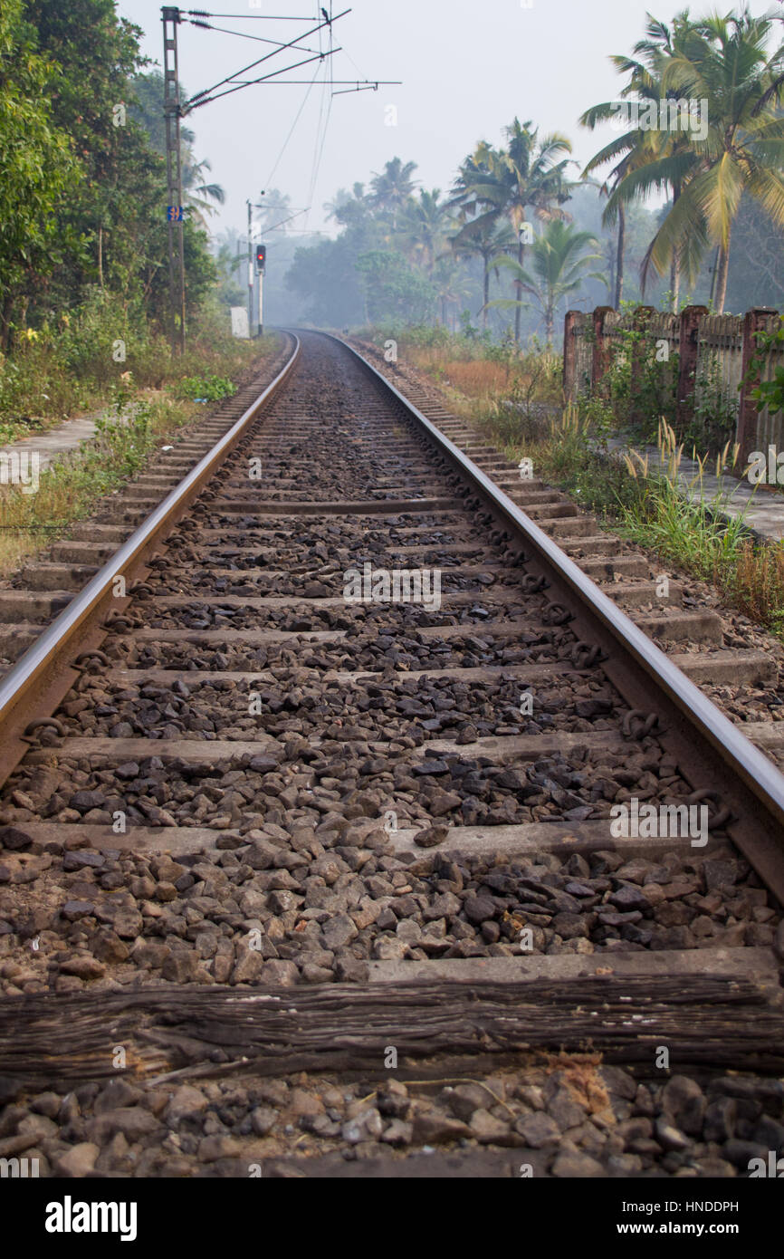 Rural train line running through Kerala, India Stock Photo - Alamy