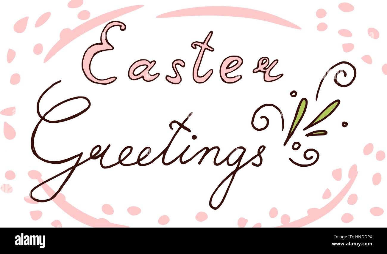 Easter Greetings hand lettering. Handmade vector calligraphy Stock ...