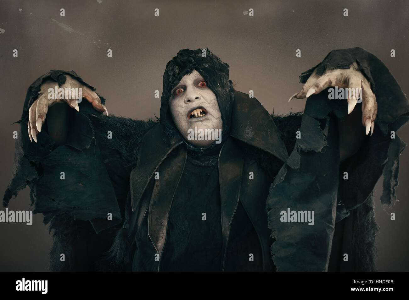 Ancient horror mutant vampire with large scary nails. Medieval gothic ...