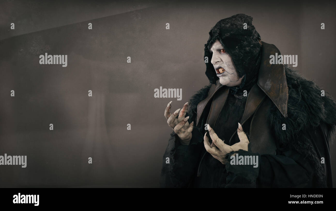 Ancient horror mutant vampire with large scary nails. Medieval gothic ...