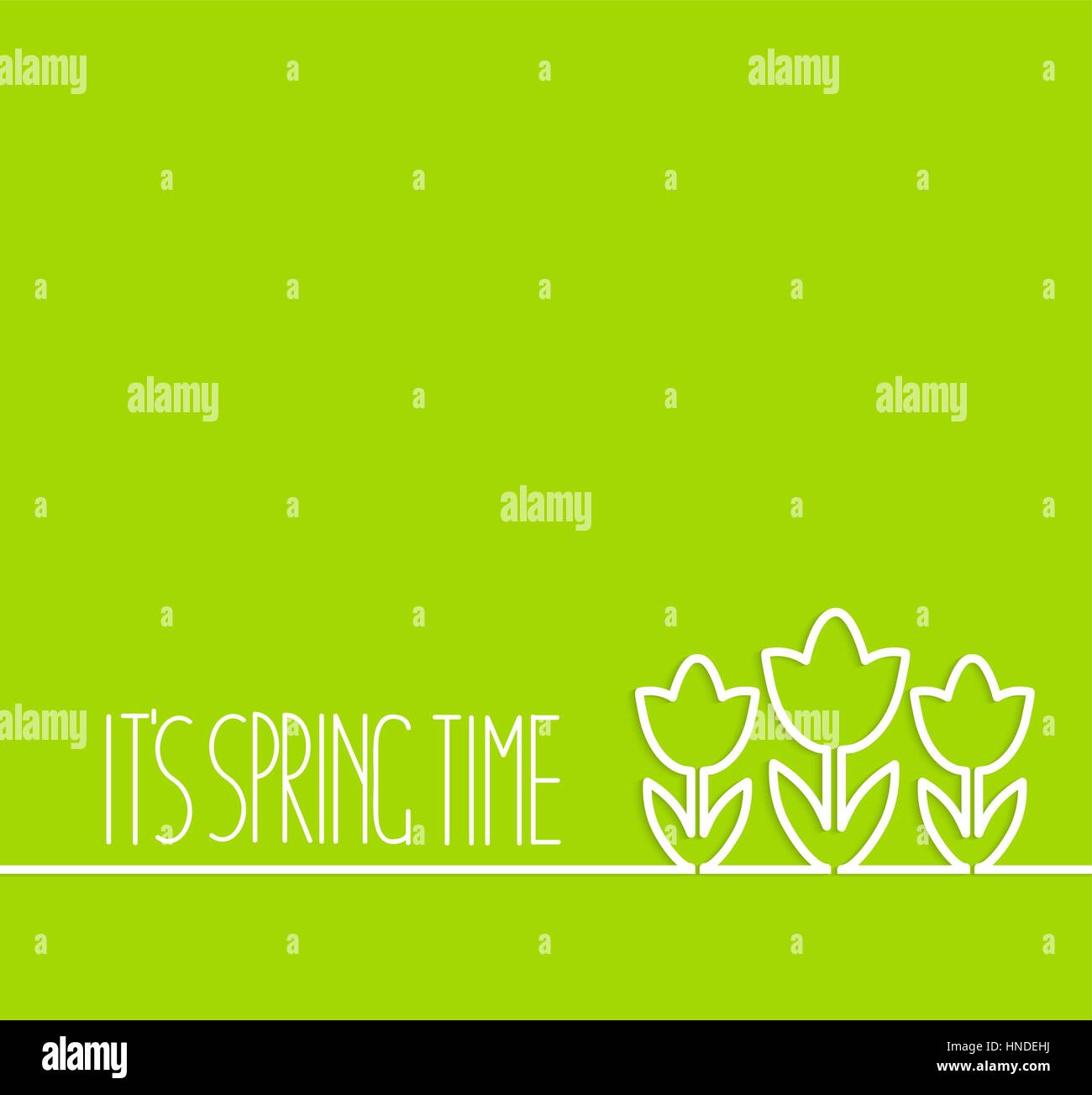 Green spring concept - line flowers with place for text, vector ...