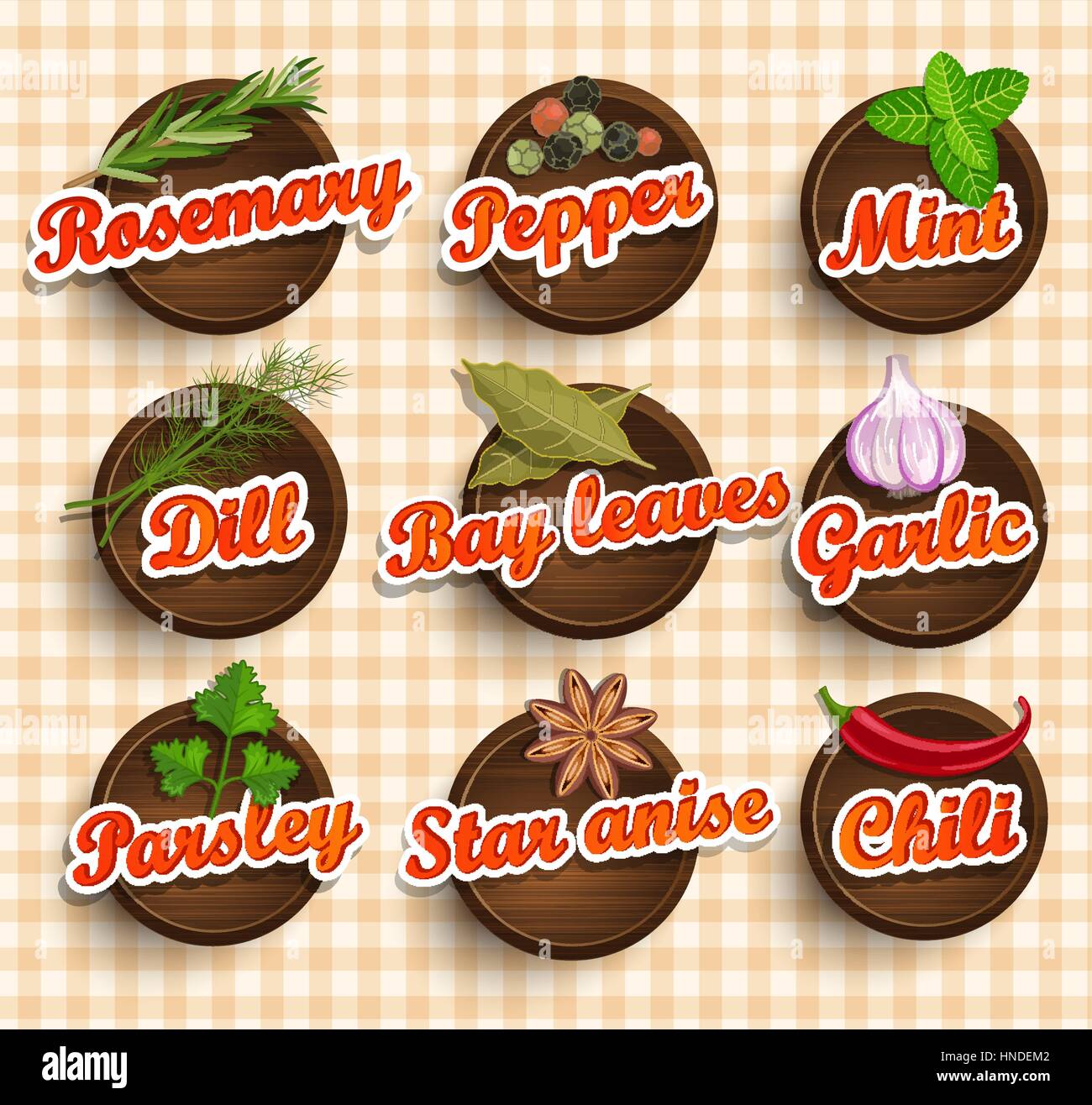 Stickers set of spices, a vector illustration Stock Vector Image & Art ...