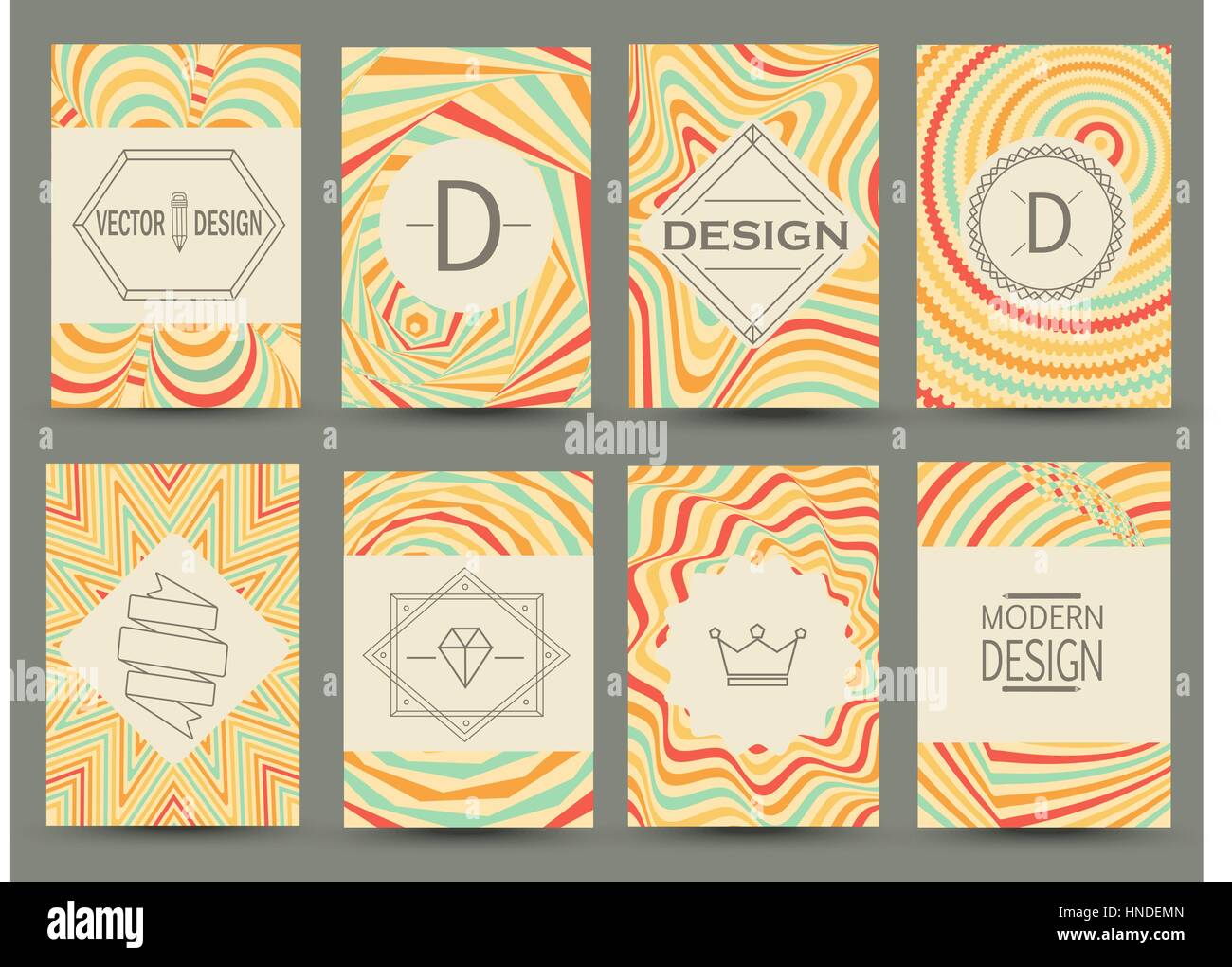Set of vintage flyer pages. Vector decorative retro greeting card or ...