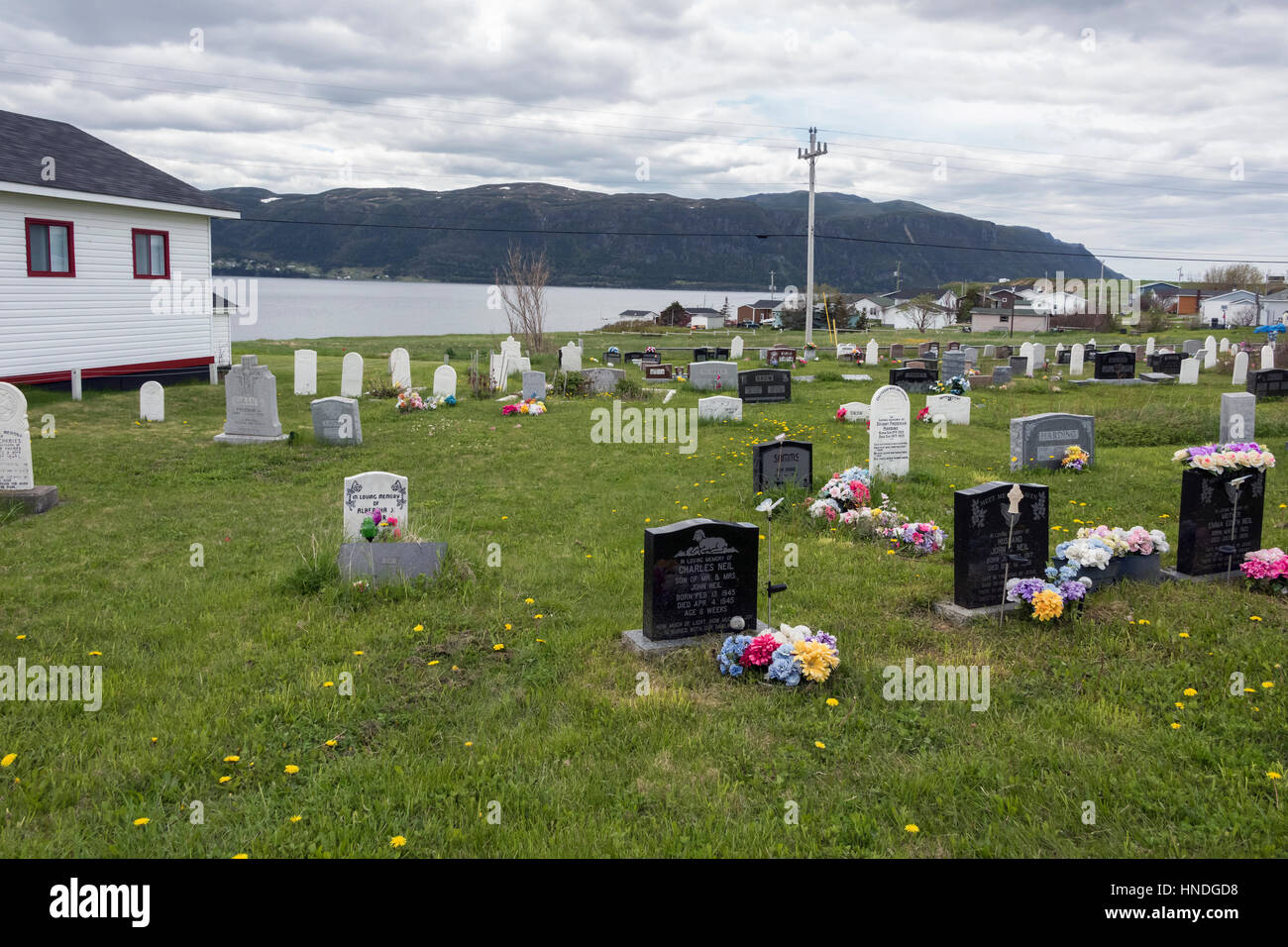 St Barnabas Anglican Cemetery with Bonne Bay and the Tablelands, Norris ...