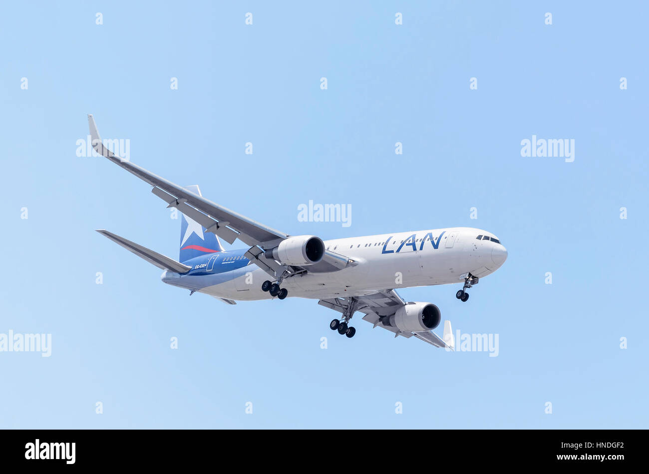 Plane Boeing 767, of LAN Airlines airline, is landing. Latin America's ...