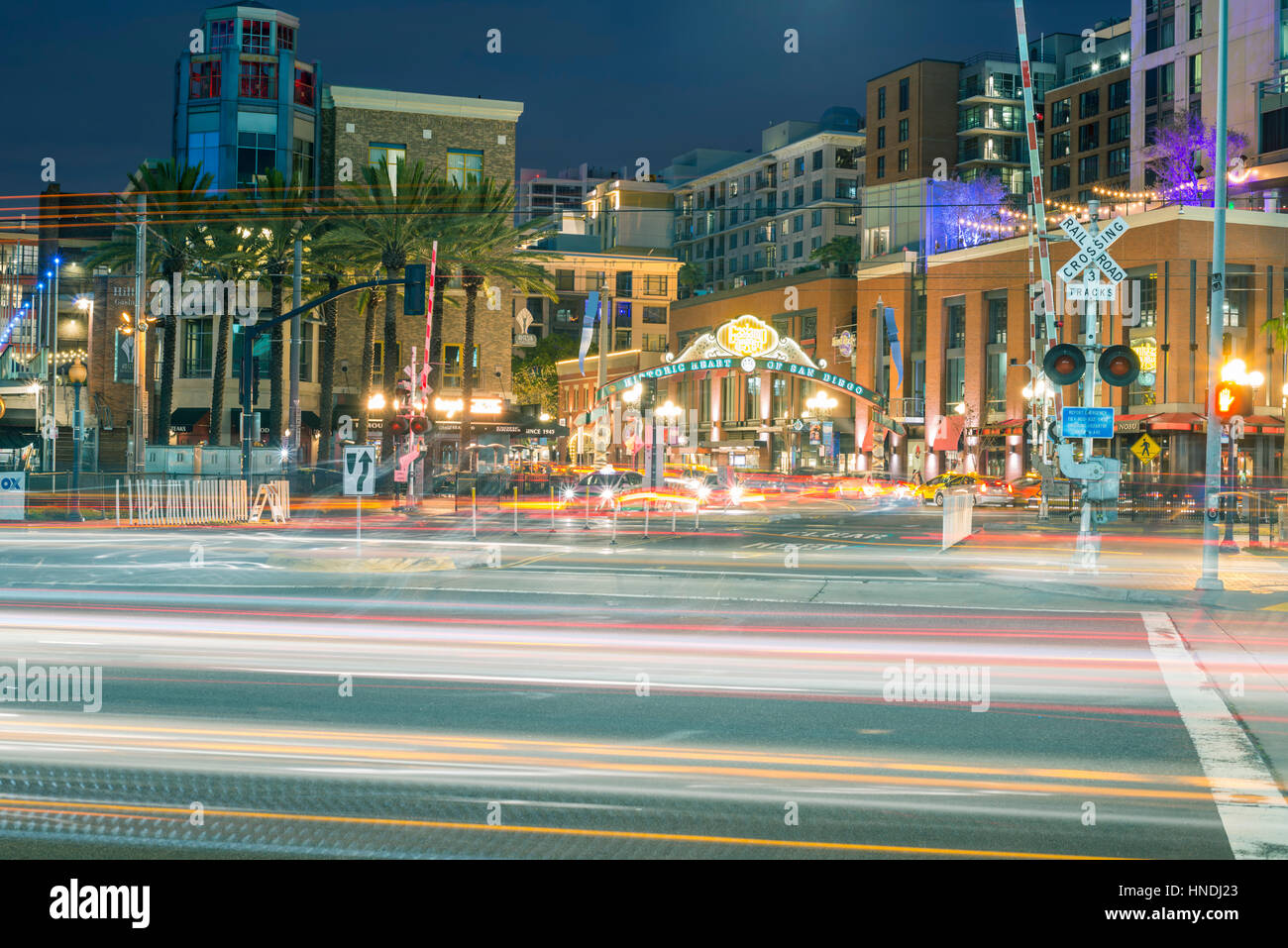 Gaslamp Quarter neon sign. Downtown San Diego, California, USA Stock ...