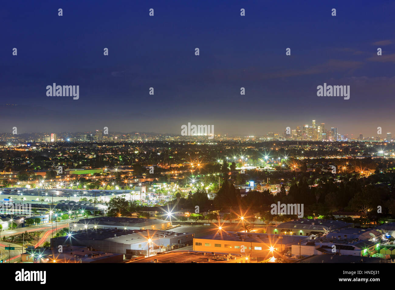 Night view of Los Angeles downtown skyline from Baldwin Hills Scenic ...