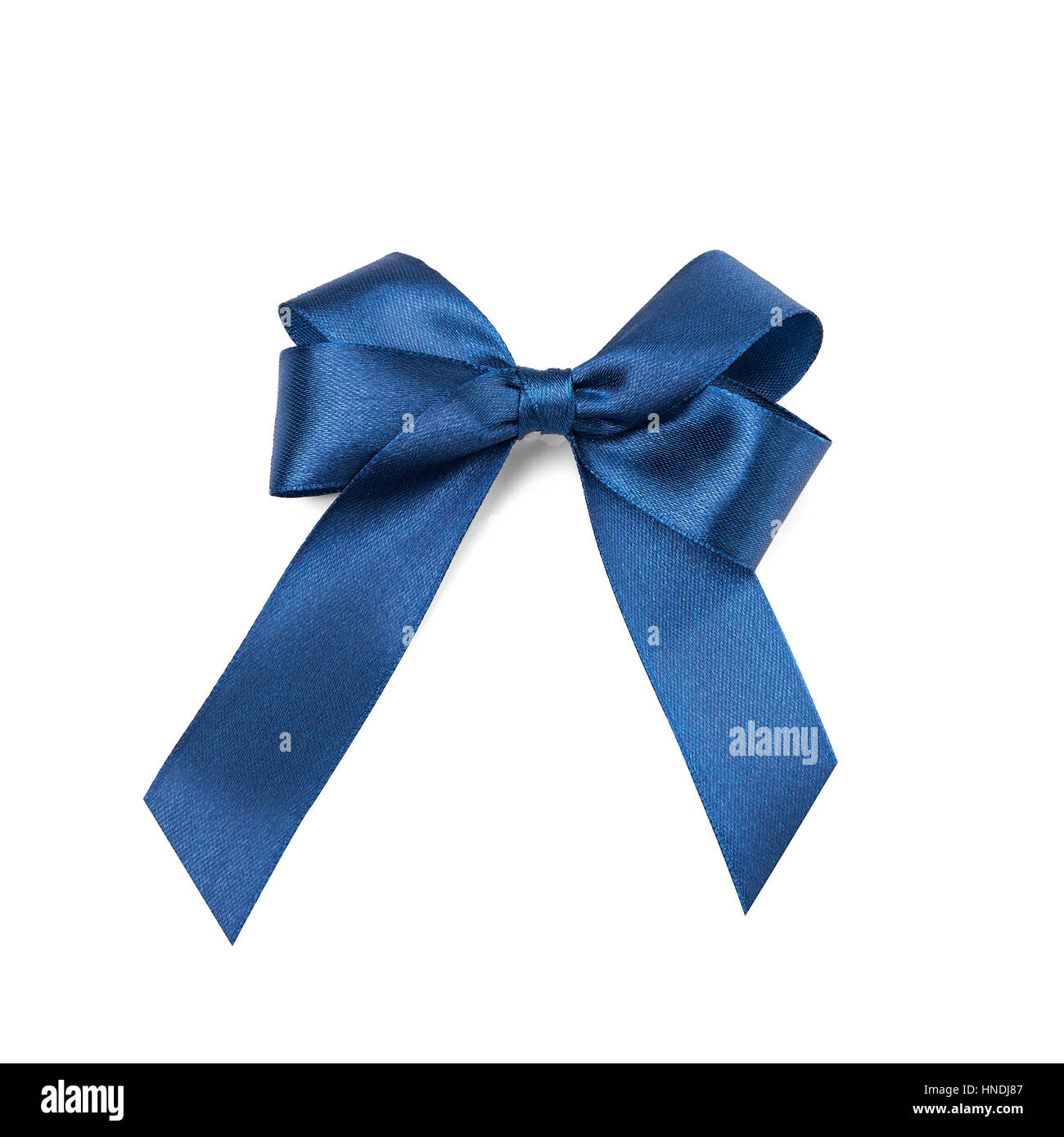 Blue satin bow. Isolated on white background Stock Photo - Alamy