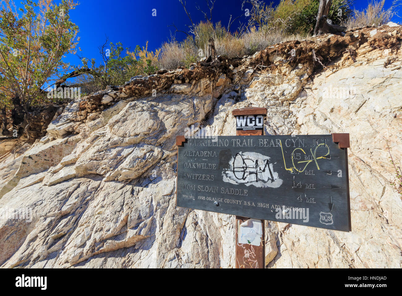 The sign in the Switzer Falls Trail, Los Angeles, California Stock ...