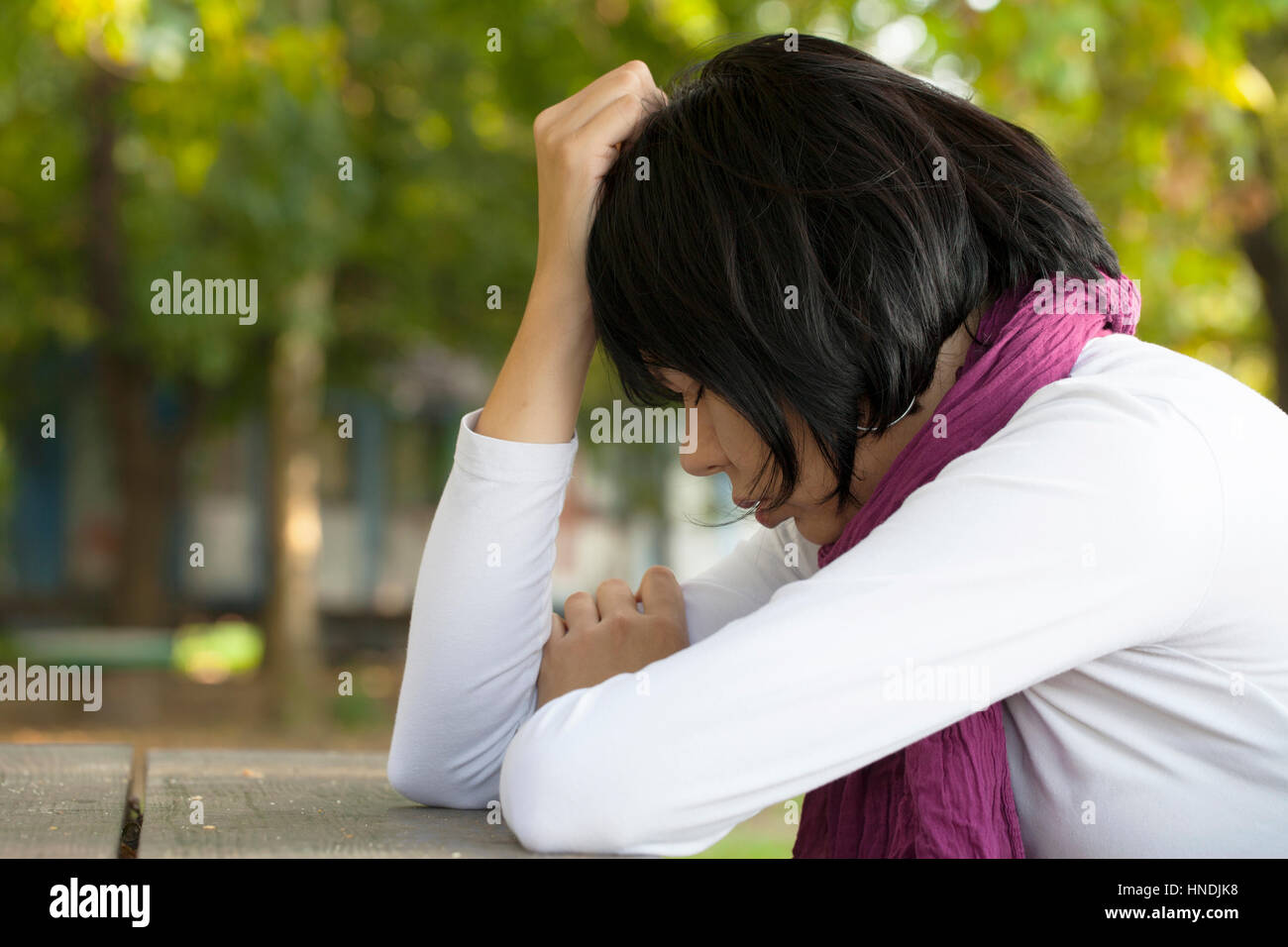Woman in depression, Selective focus and small depth of field Stock ...