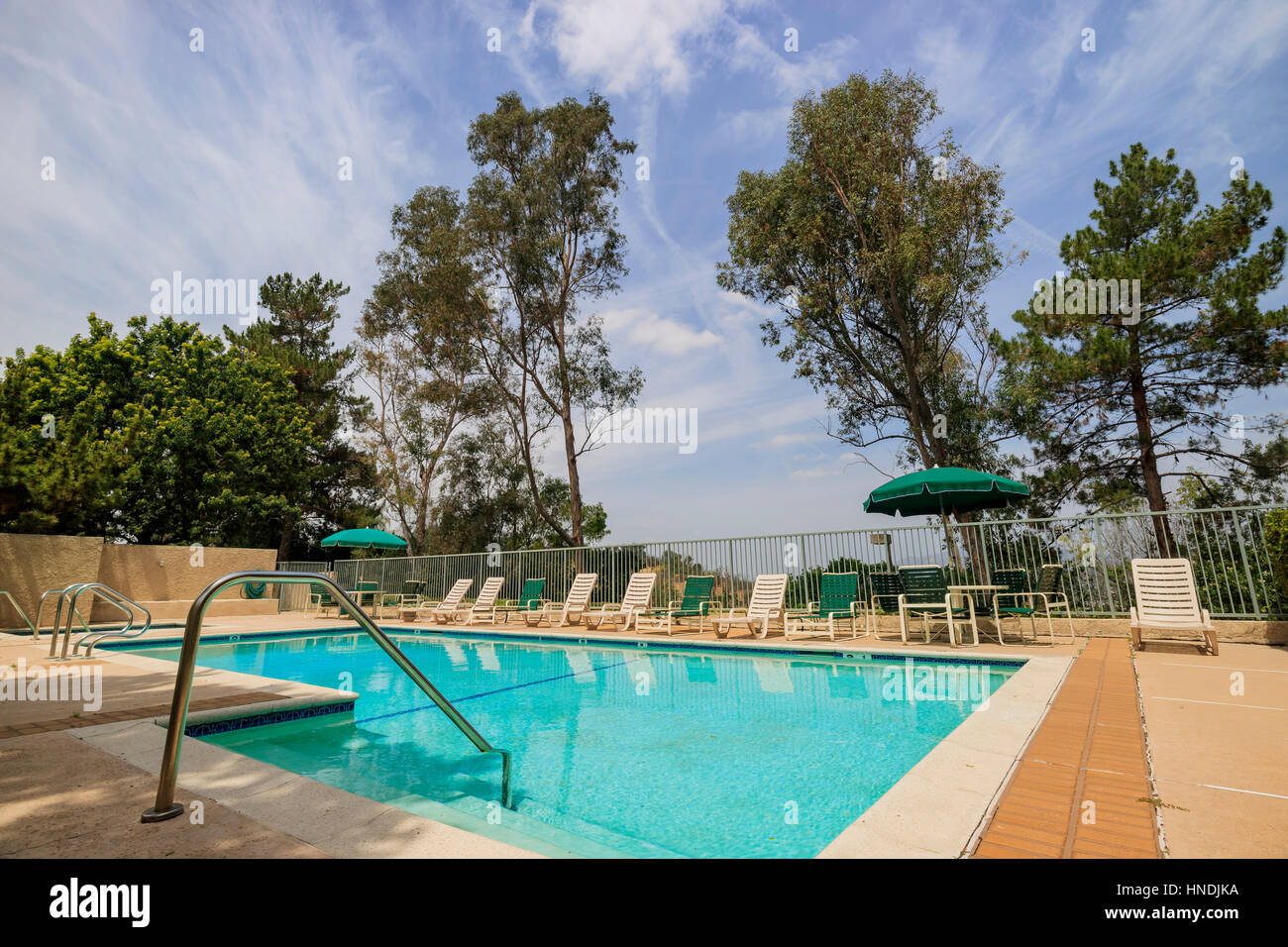 Afternoon view of a swimming pool with no people at Los Angeles ...