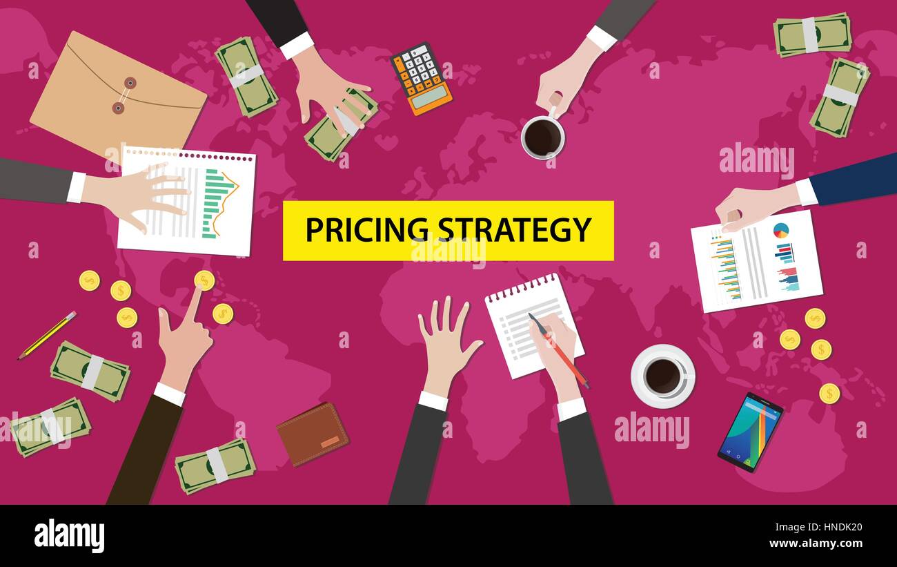 illustration of discussion about pricing strategy in a meeting with ...
