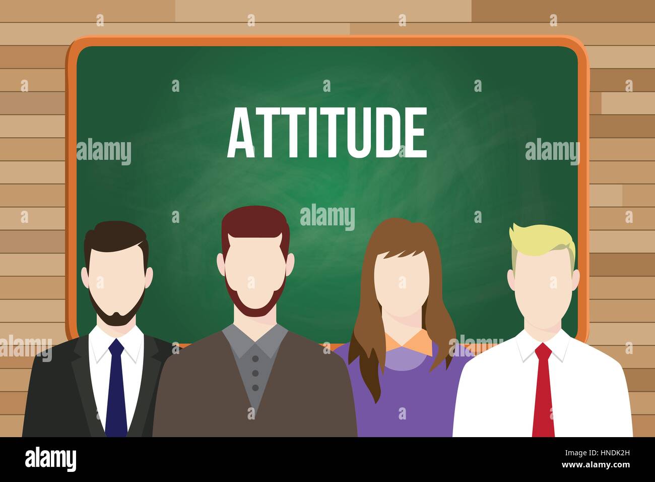 attitude text on chalkboard illustration with man and woman in front of ...