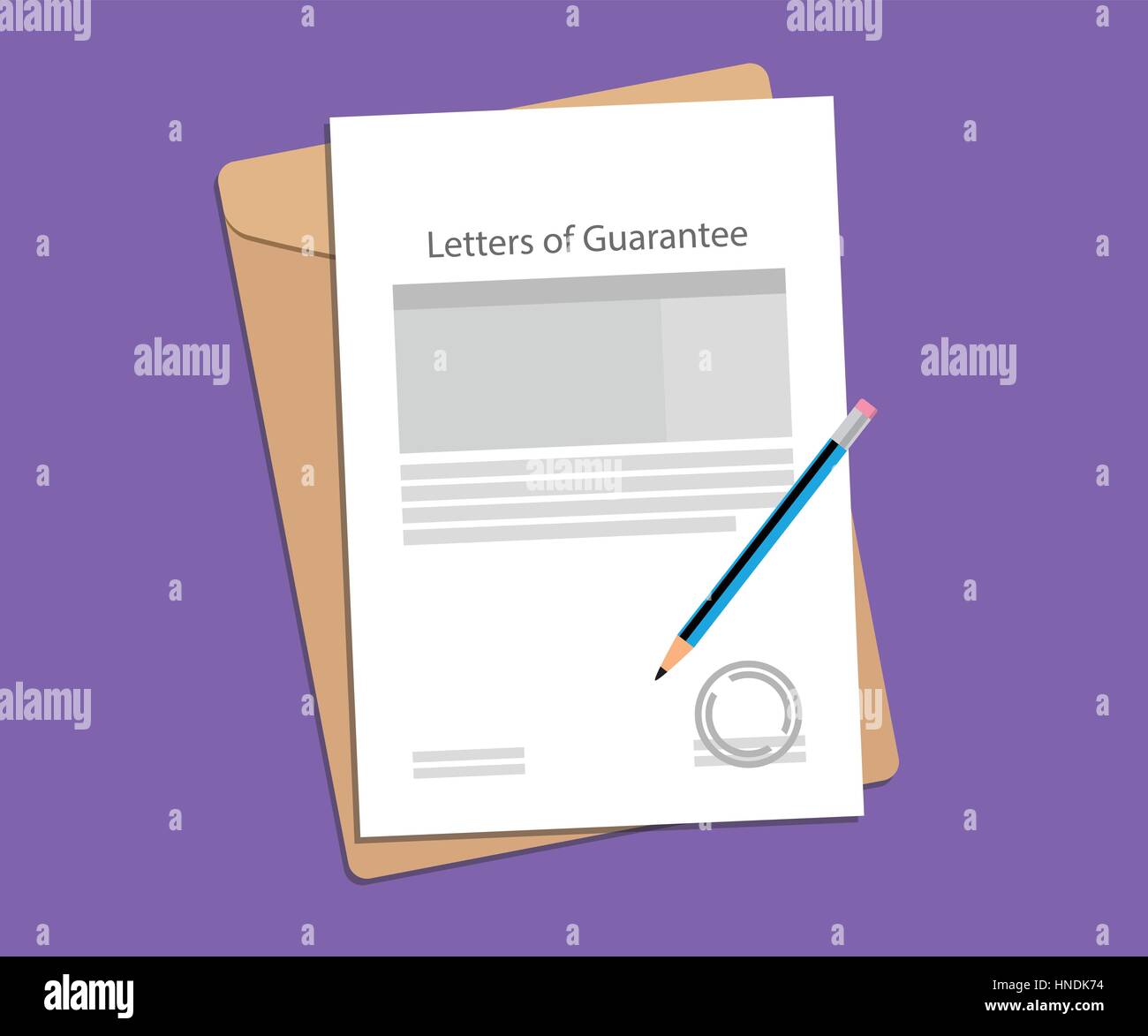 illustration for letters of guarantee stamped and completed with folder ...