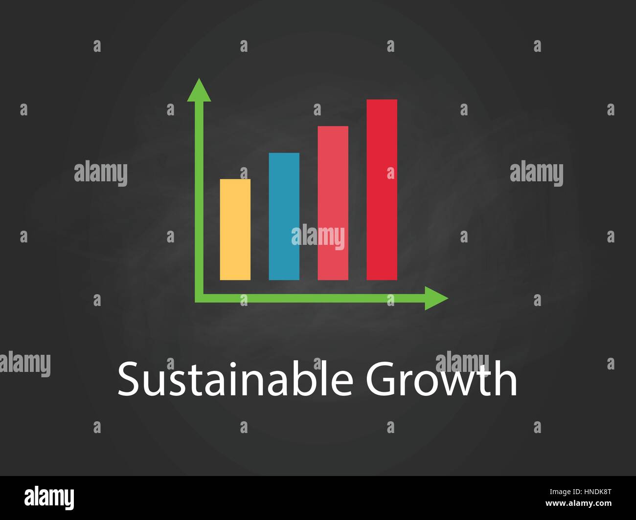 Sustainable Growth chart illustration with colourful bar, white text ...
