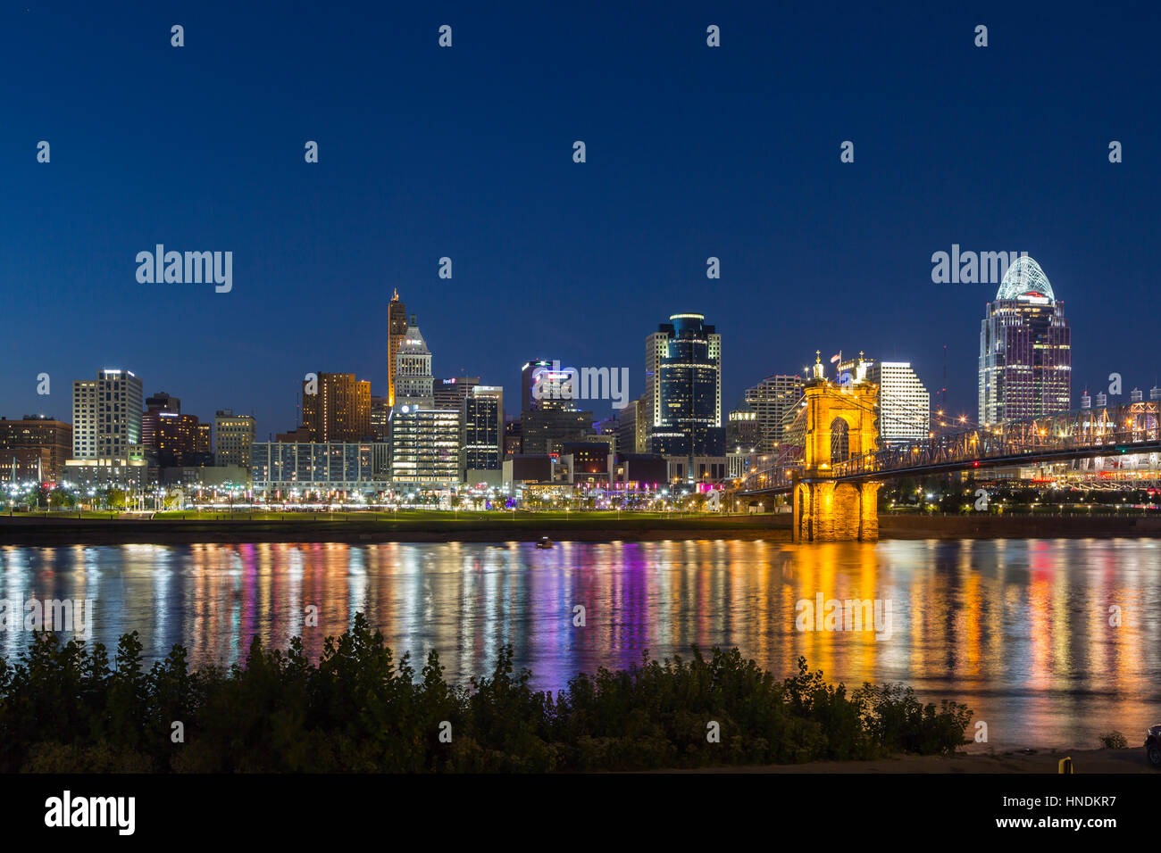 The city skyline at dusk of Cincinnati, Ohio, USA Stock Photo - Alamy