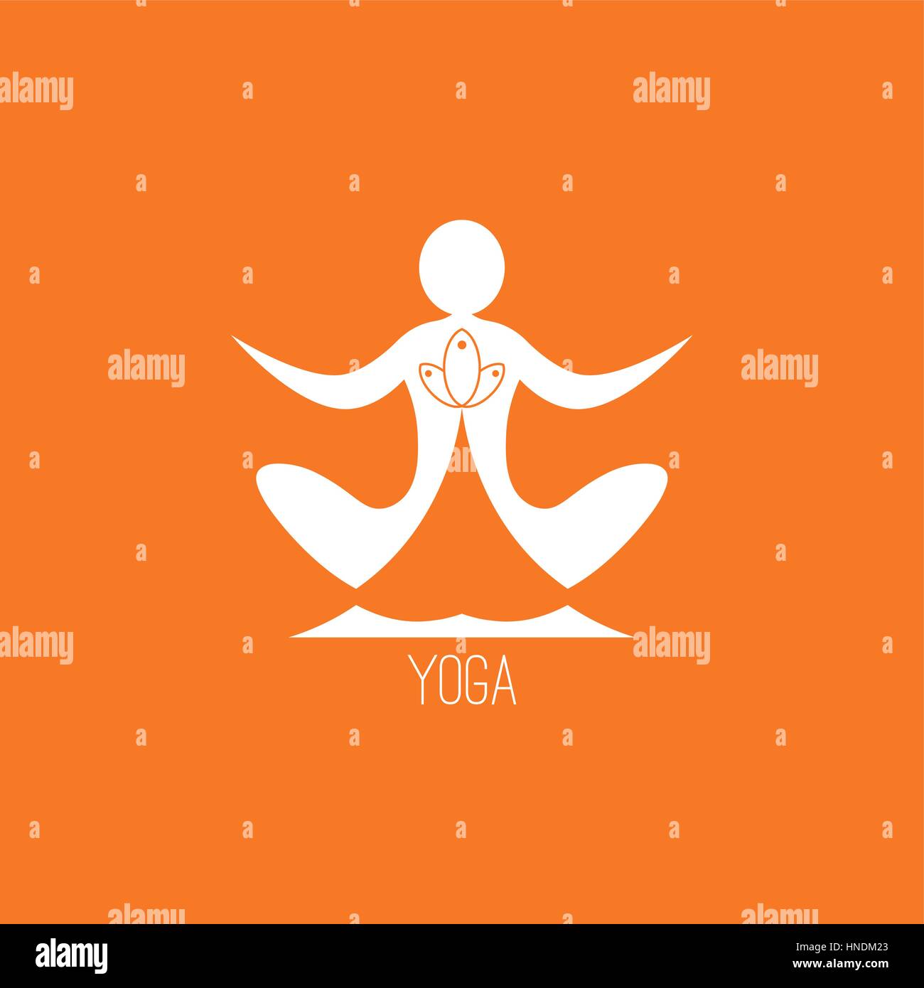 Yoga icon. Logo template on a orange background. Vector logo for the ...