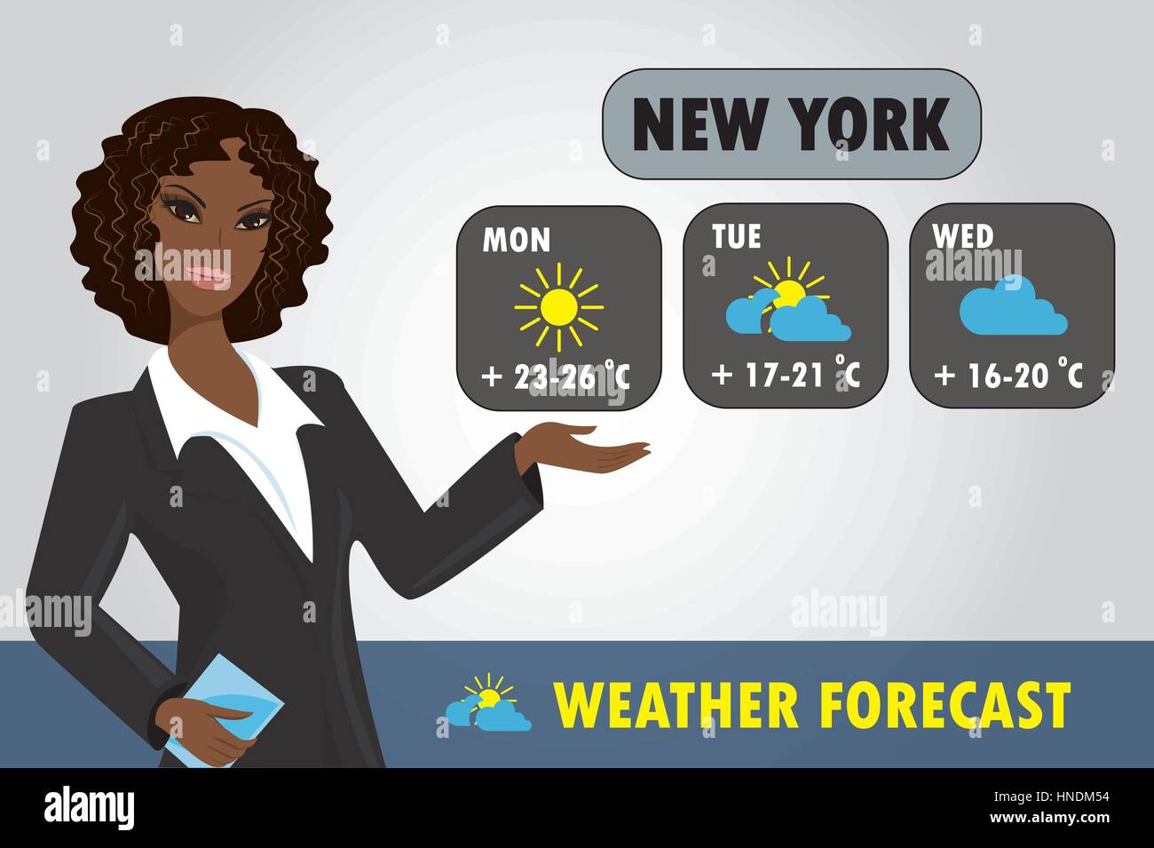 Vector illustration of a TV weather reporter at work Stock Vector Image ...