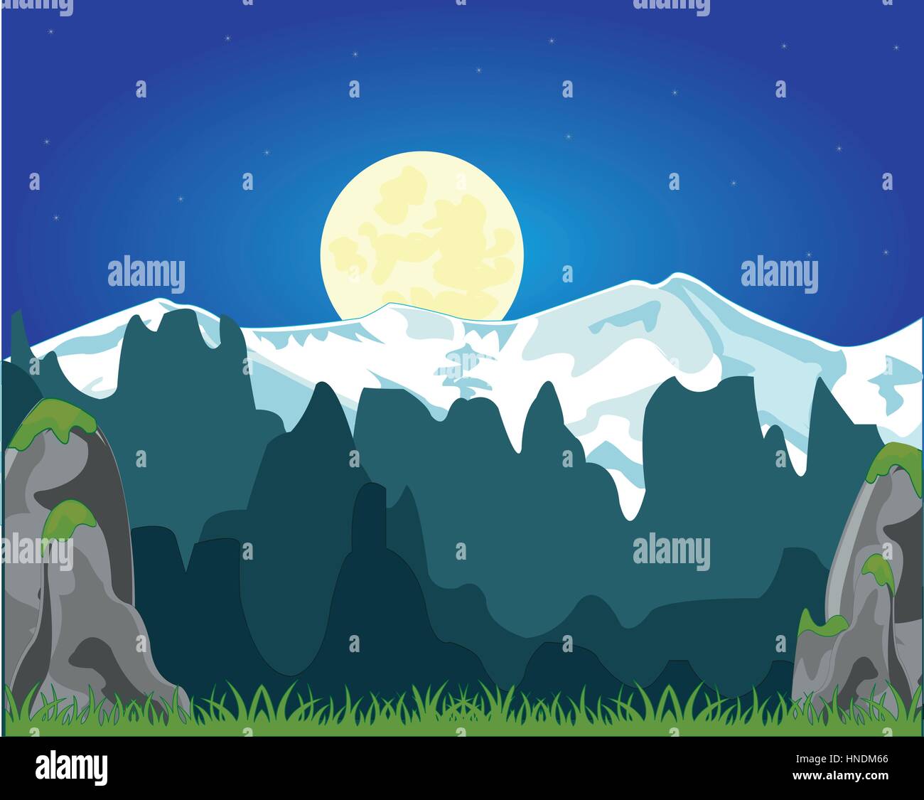 Moon high in the sky Stock Vector Images - Alamy