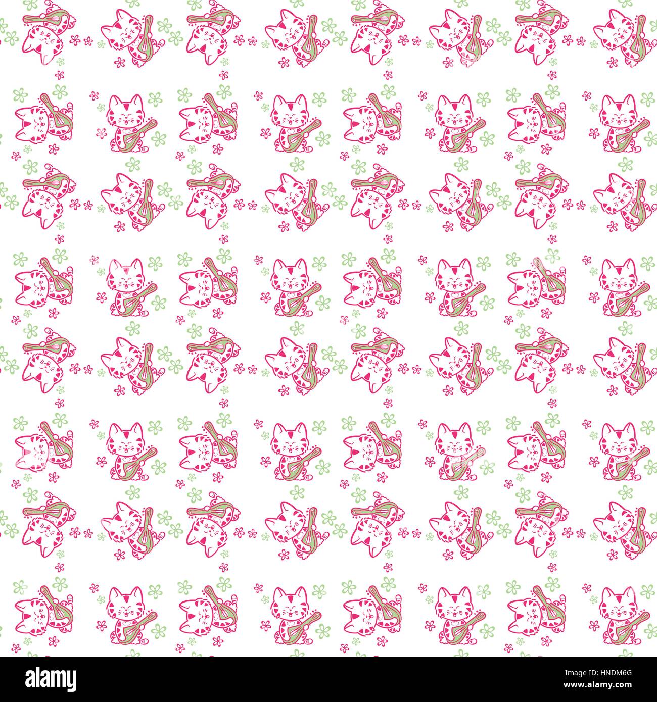 Seamless pattern Cute cats on white . Seamless pattern can be used for ...