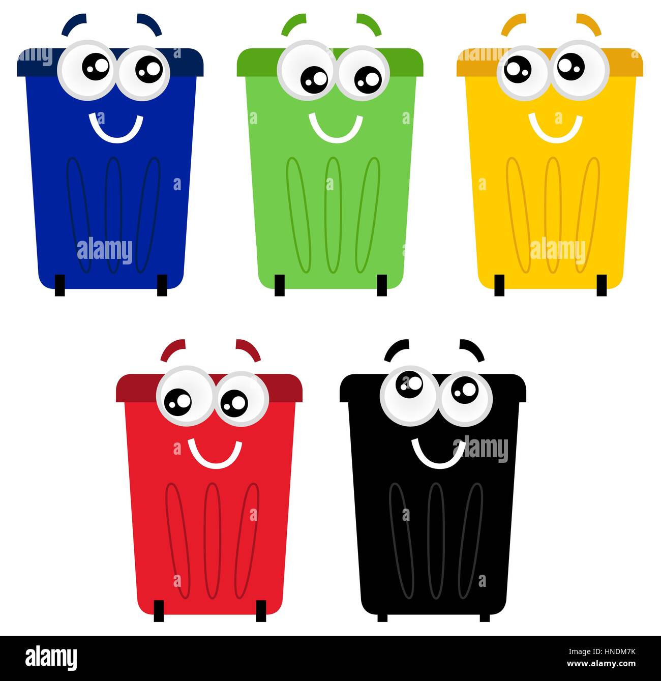 Colorful garbage bin set. Art illustration Stock Photo - Alamy