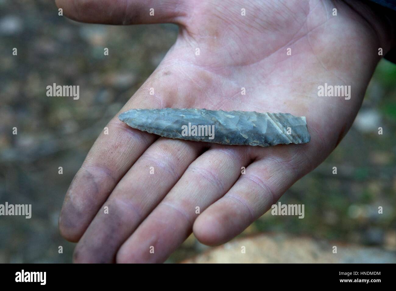Ancient stone knife on the palm, Russia Stock Photo - Alamy