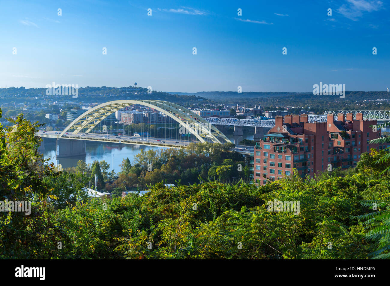 The Ohio River and Big Mac Bridge of Cincinnati, Ohio, USA Stock Photo ...