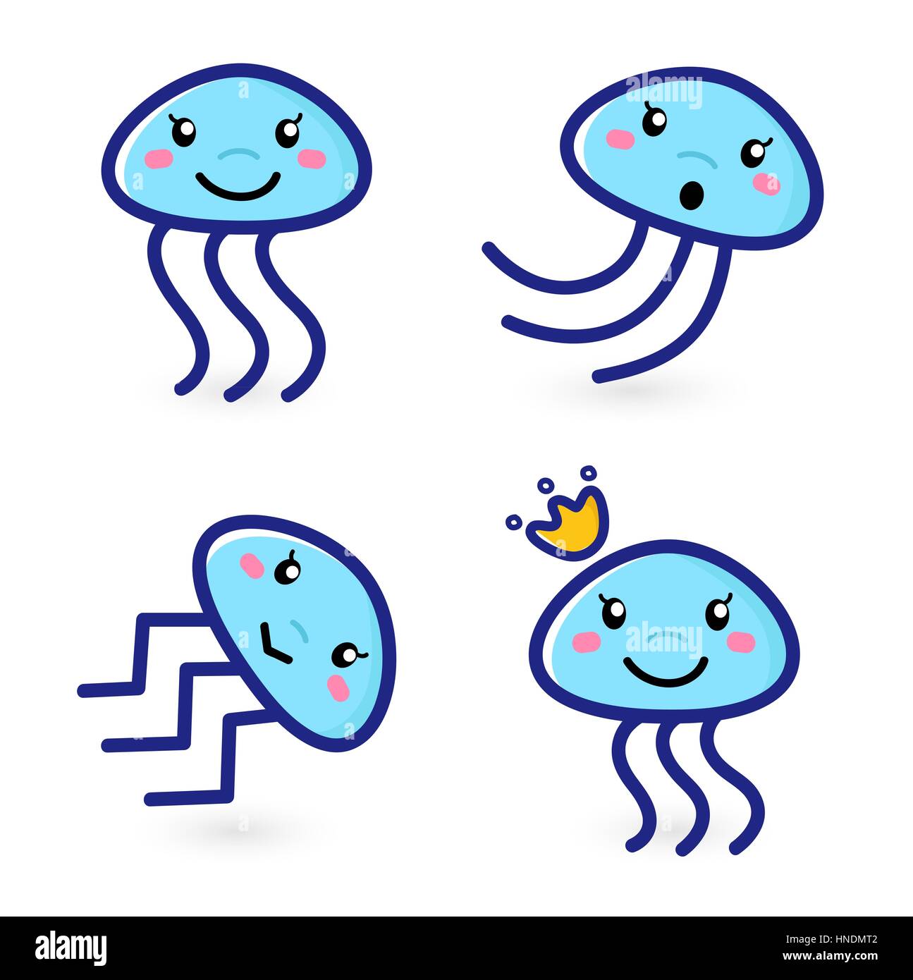 Cute jellyfish in various poses Stock Photo - Alamy