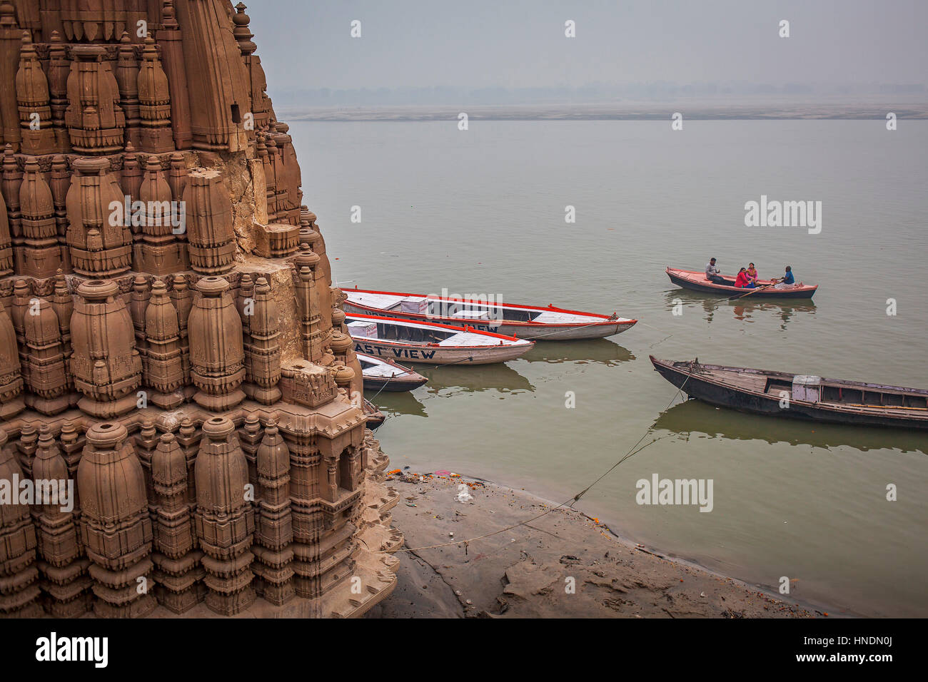Panorama, panoramic, landscape, View of Ganges river from Scindia Ghat ...
