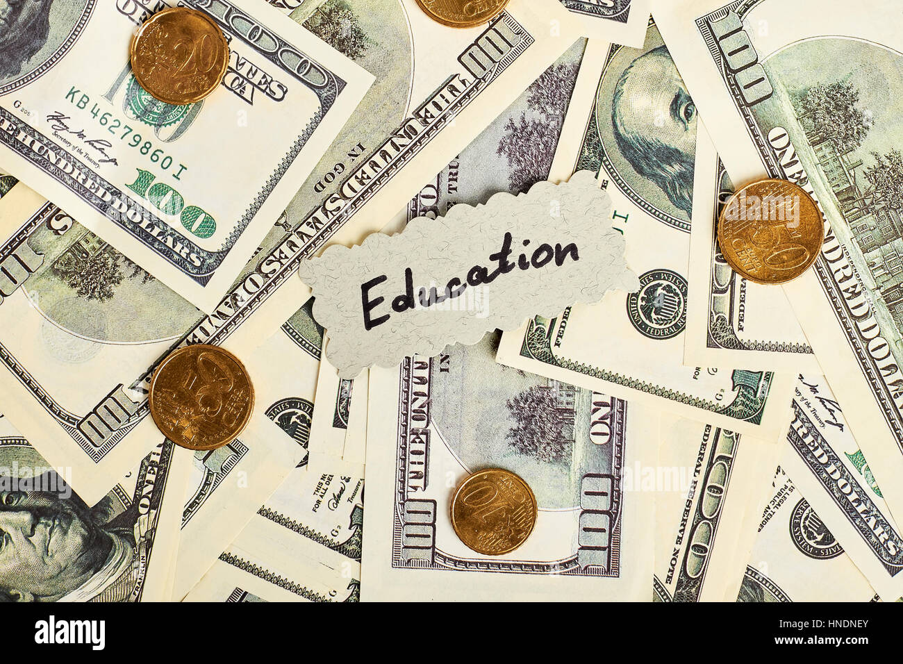 Card, dollars and coins Stock Photo - Alamy