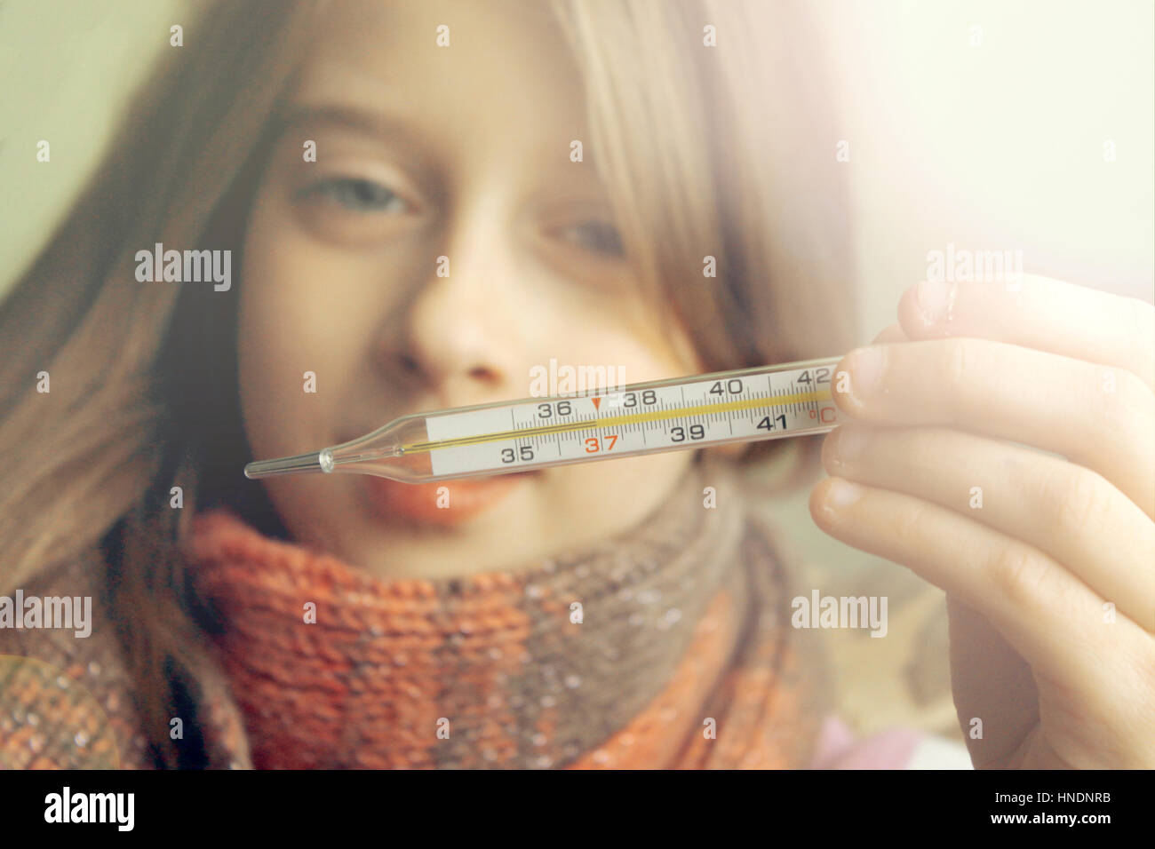 small child falls ill, treatment and prevention, soft light effect ...