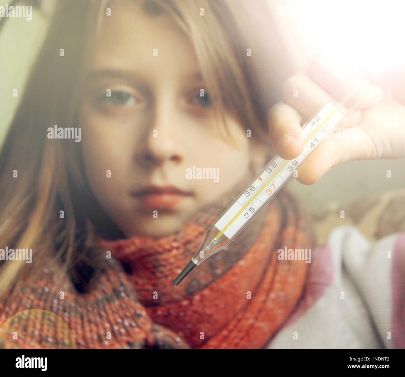 small child falls ill, treatment and prevention, soft light effect ...