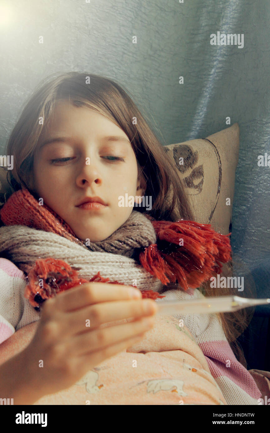 small child falls ill, treatment and prevention, soft light effect ...