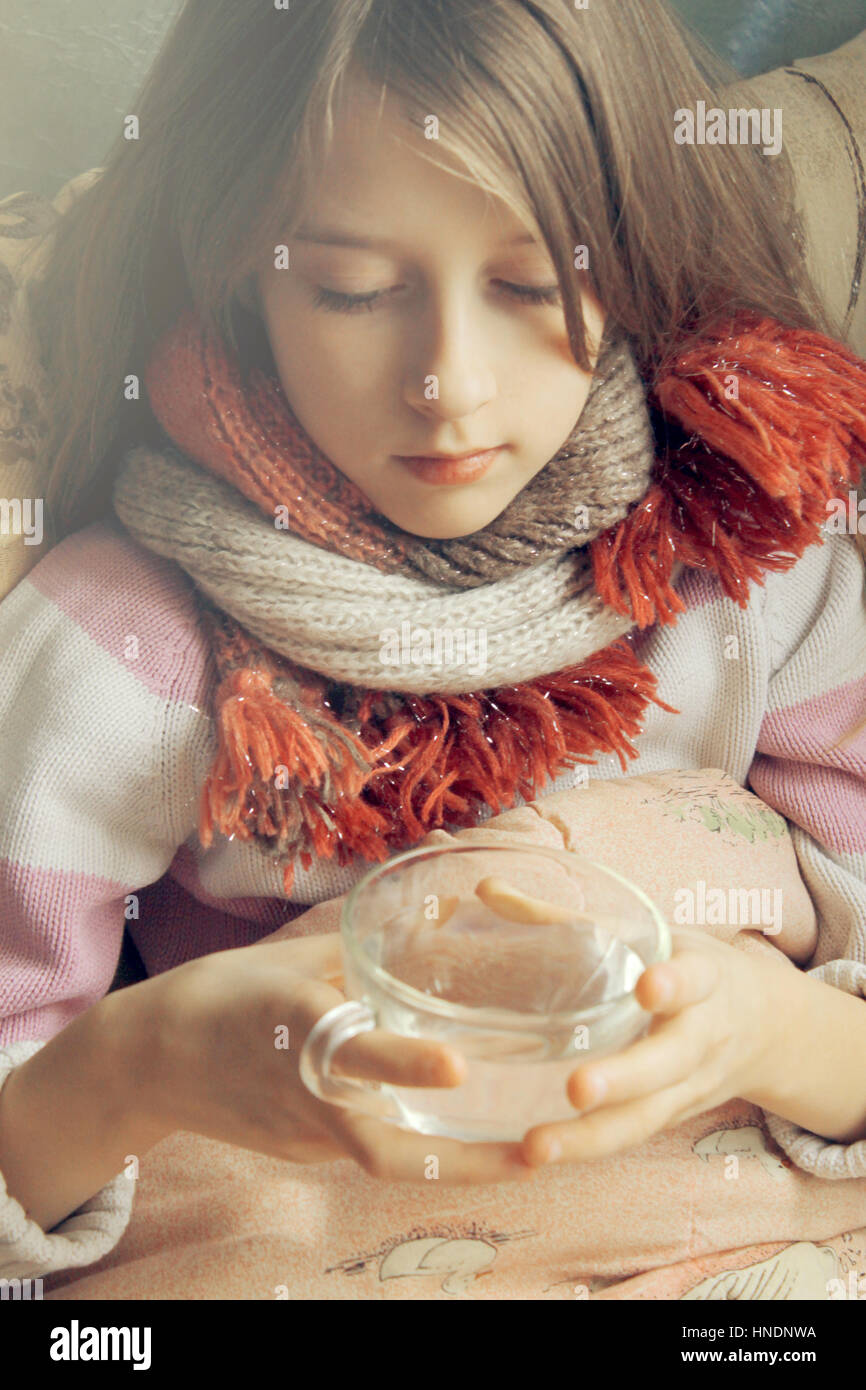 small child falls ill, treatment and prevention, soft light effect ...