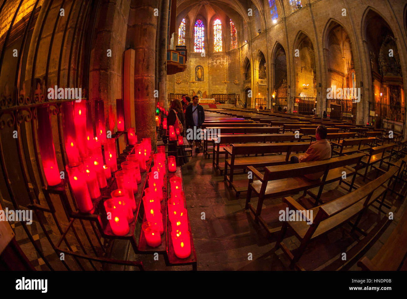 Interior of the church of Santa Maria del Pi in the gothic quarter of ...