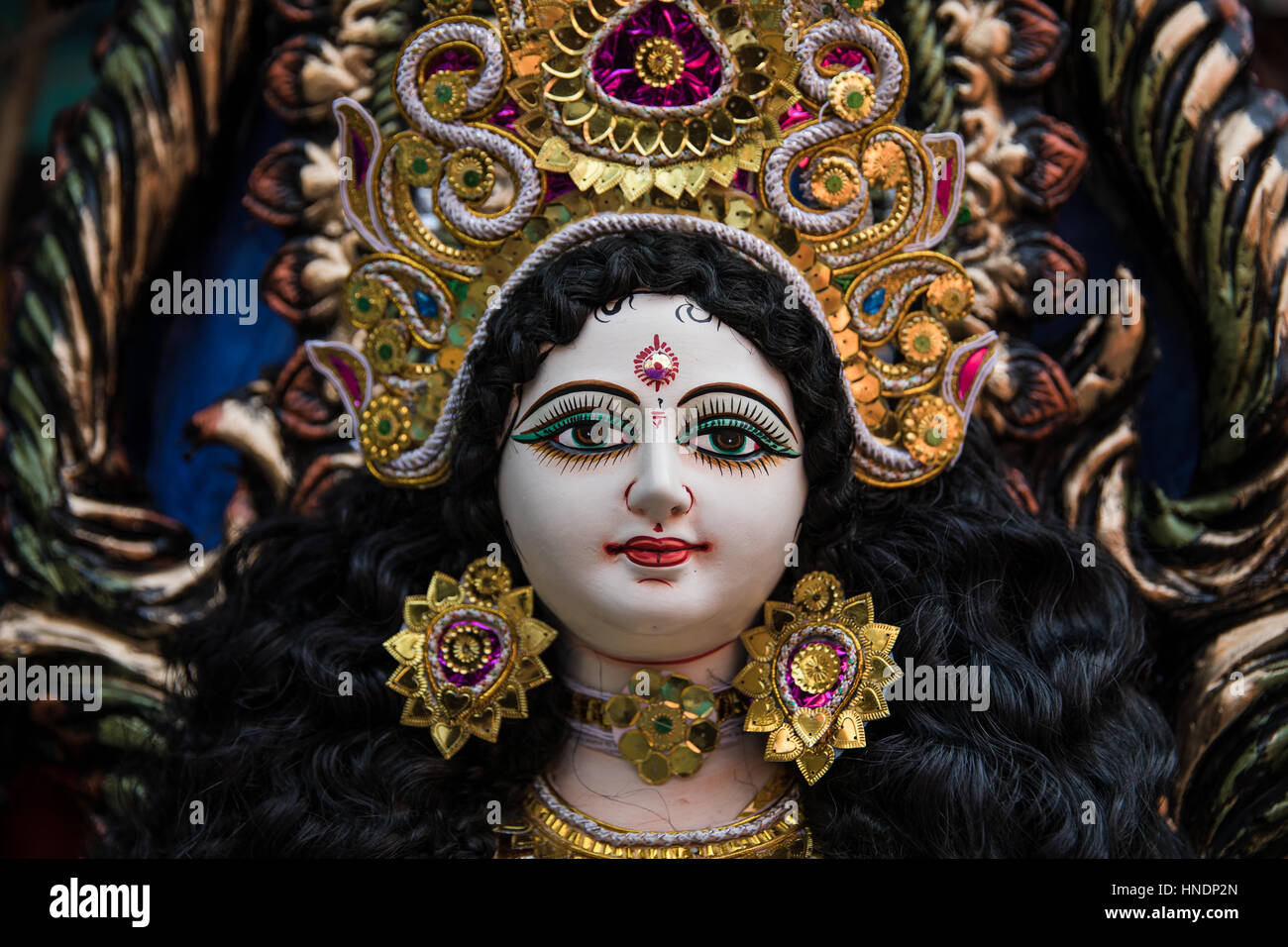 Idols of Hindu gods and goddesses are made and painted in Kumortuli, a ...