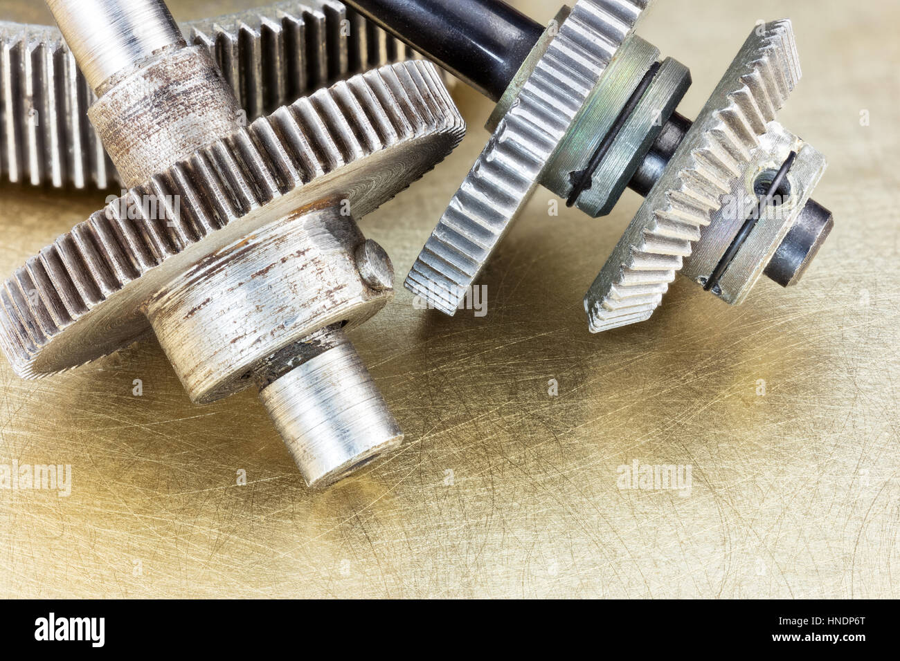 metal machine gears and cog wheels closeup for industrial concept Stock ...