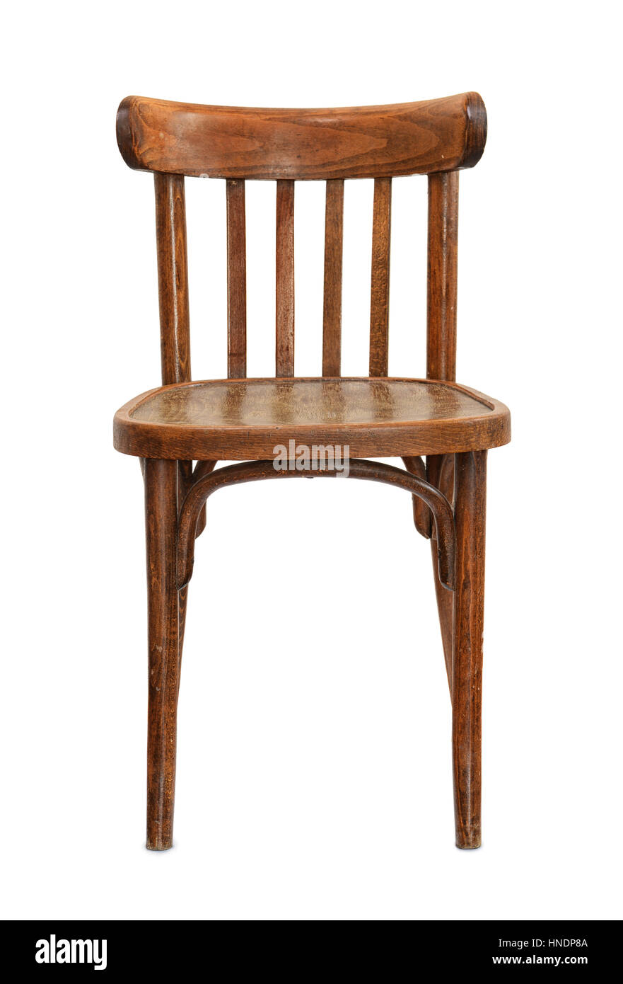 Front view of old wooden chair isolated on white Stock Photo - Alamy