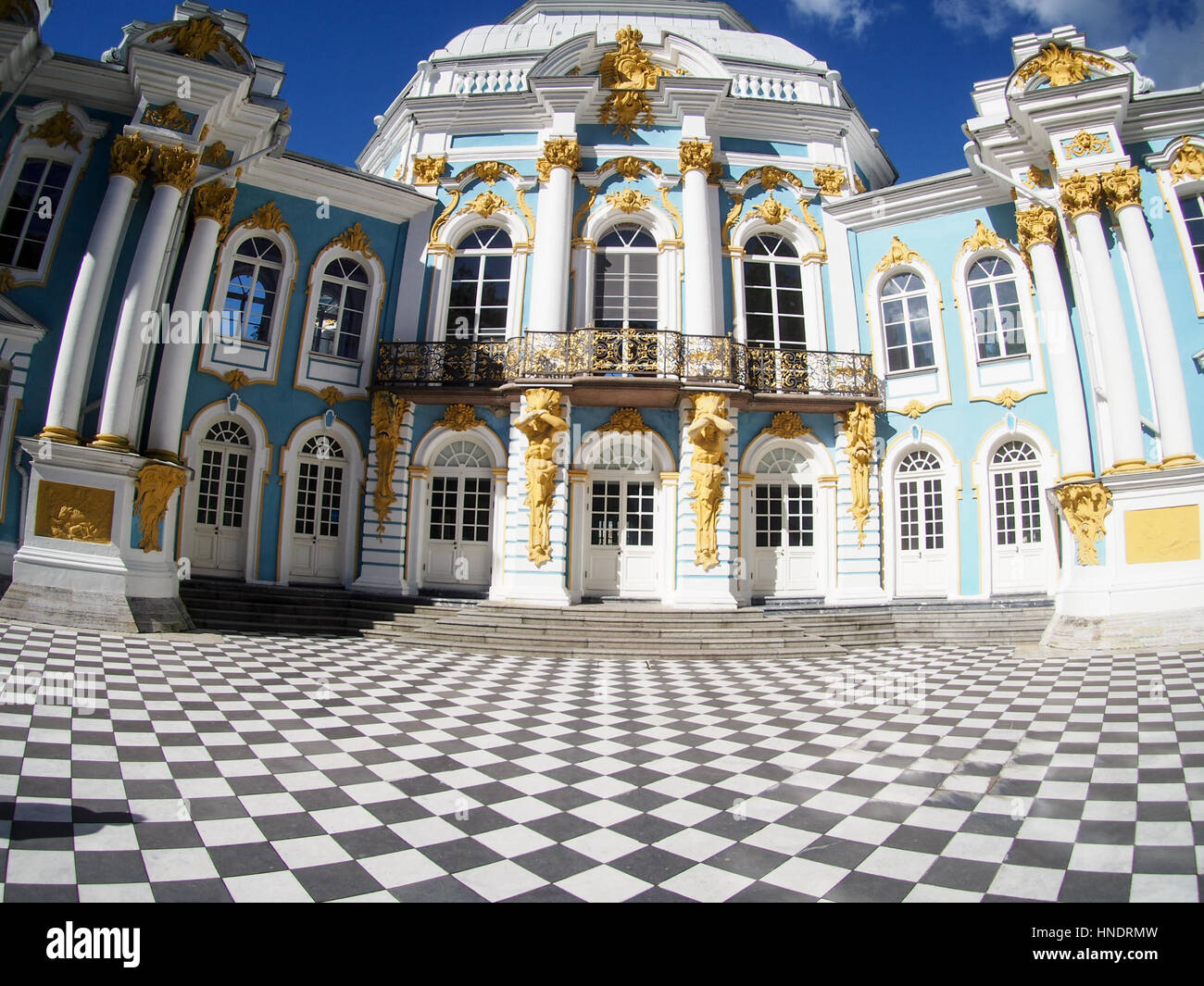 The ornate hermitage building at Tsarskoe Selo in Pushkin outside of ...