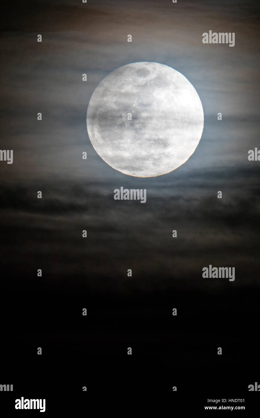 Full moon rising over Rocky Mountains, Salida, Colorado, USA Stock ...