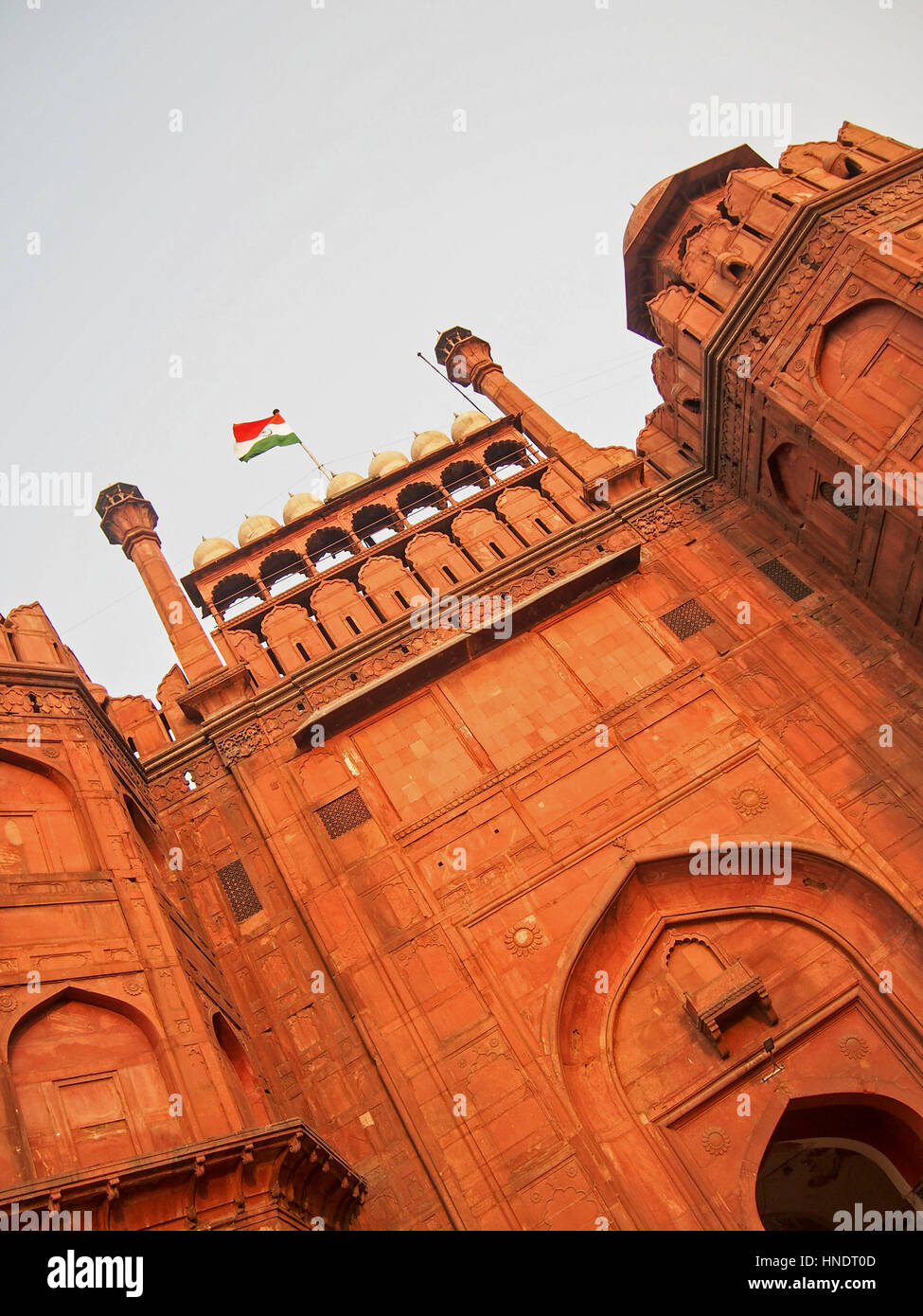A detail of the historic Red Fort in downtown Delhi India Stock Photo ...