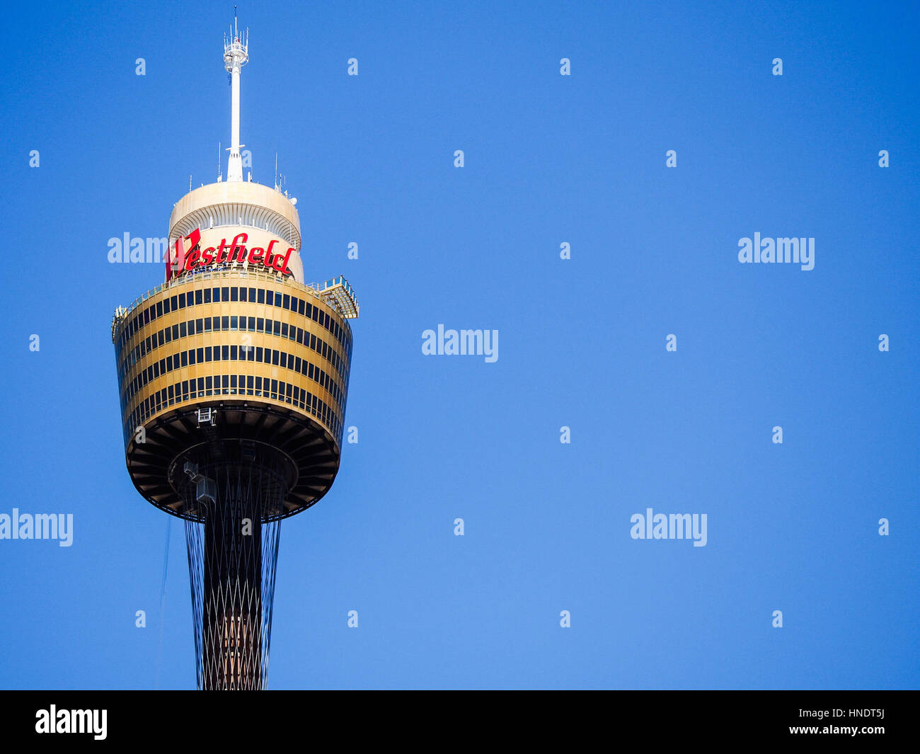 The tallest structure in the city of Sydney Australia against a bright ...