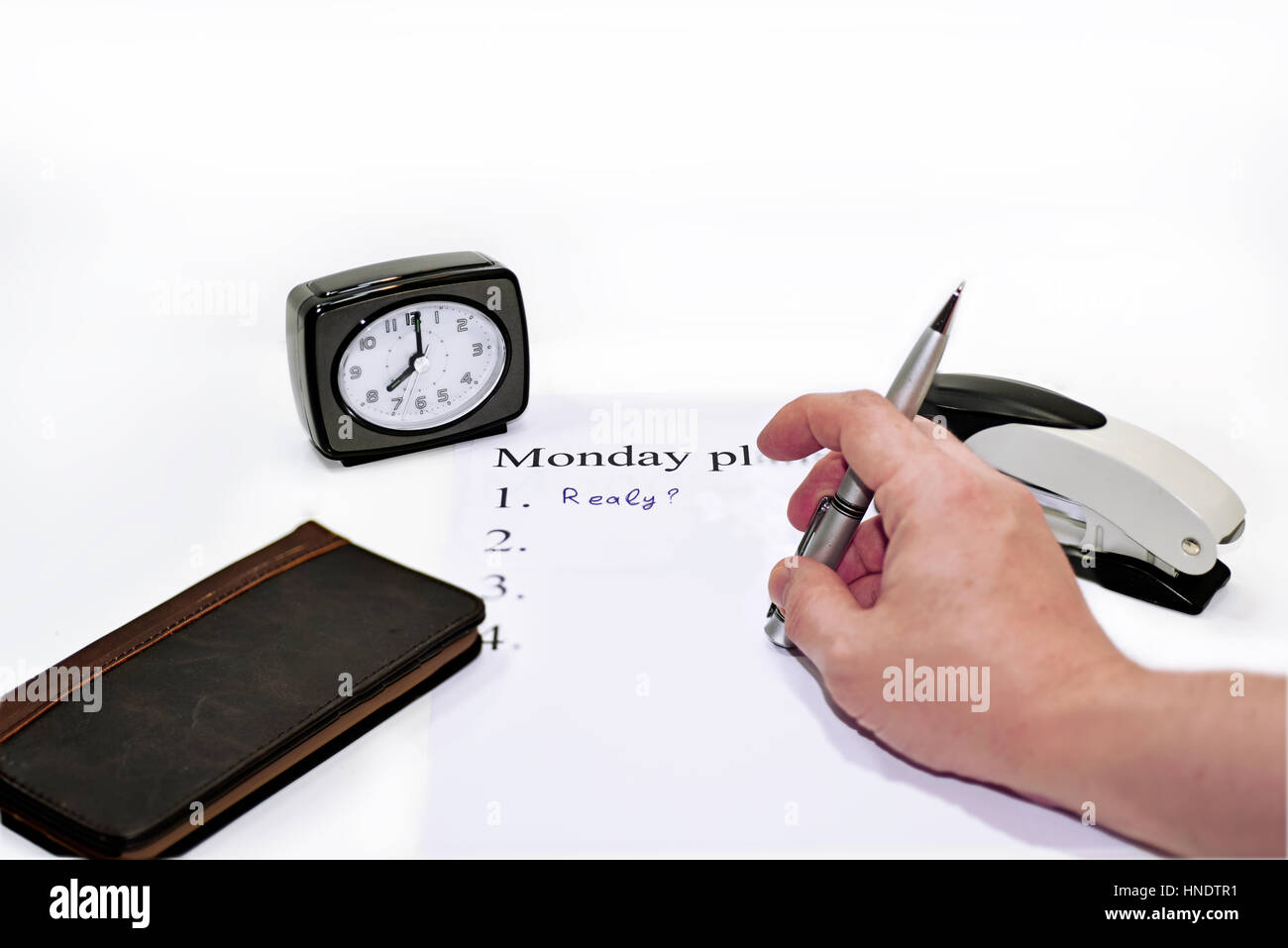 Abstract composition of Monday plans Stock Photo - Alamy