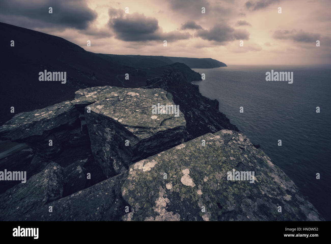 An epic view point from the Valley Of Rocks Stock Photo - Alamy