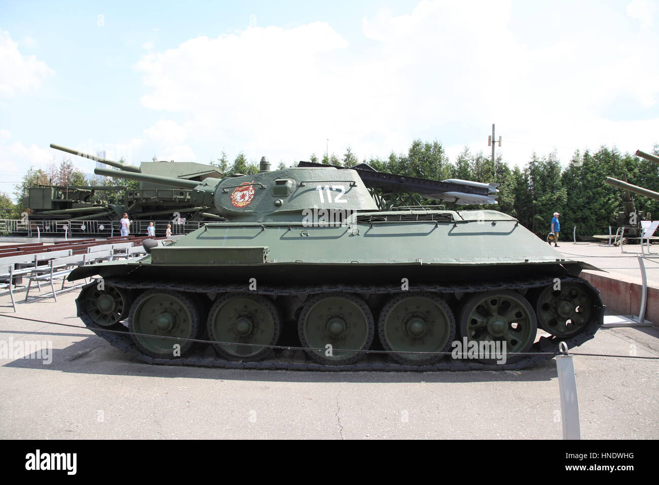 Military museum in Moscow, Poklonnaya Hill. German and soviet tanks of ...