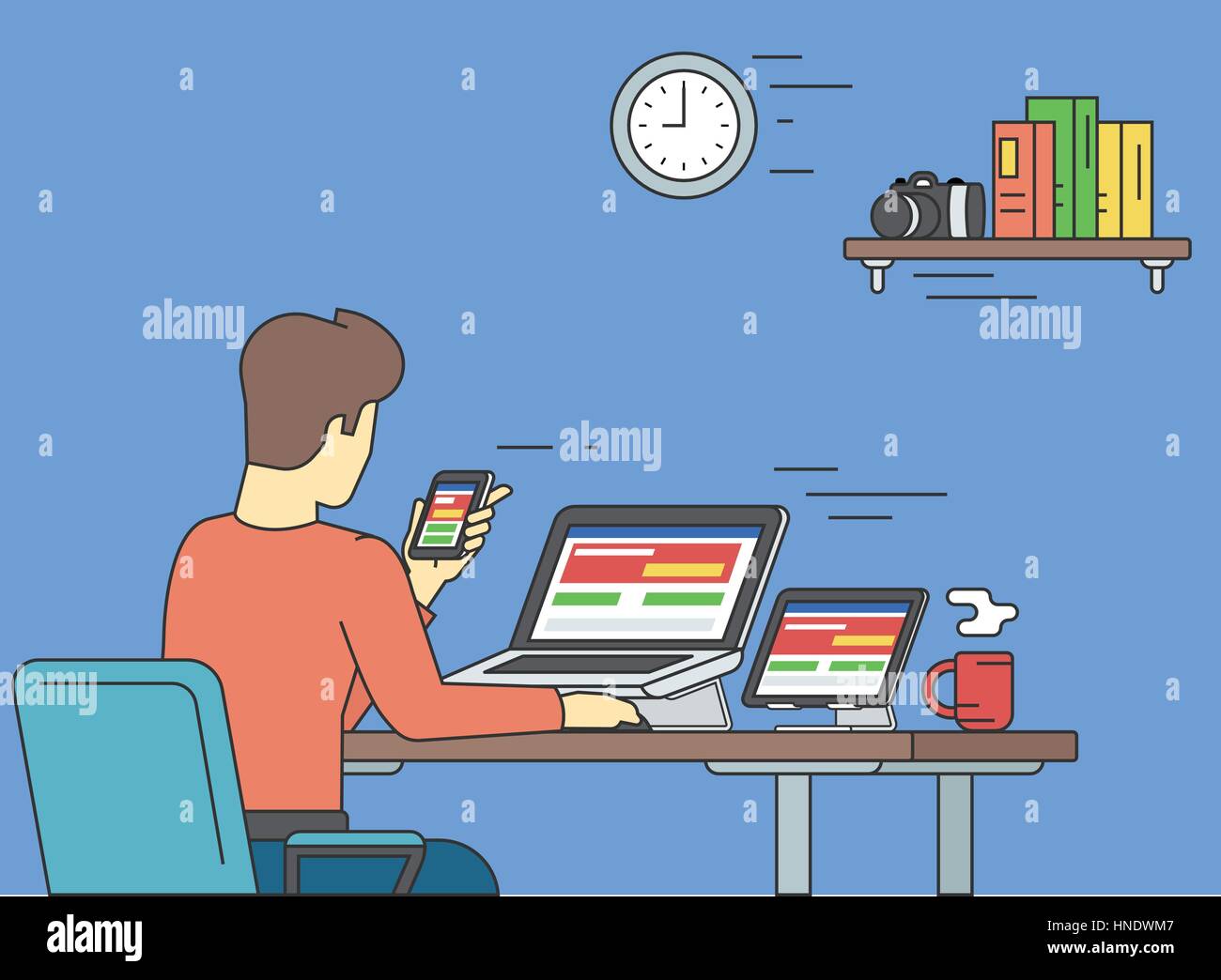 Portrait man home using Stock Vector Images - Alamy