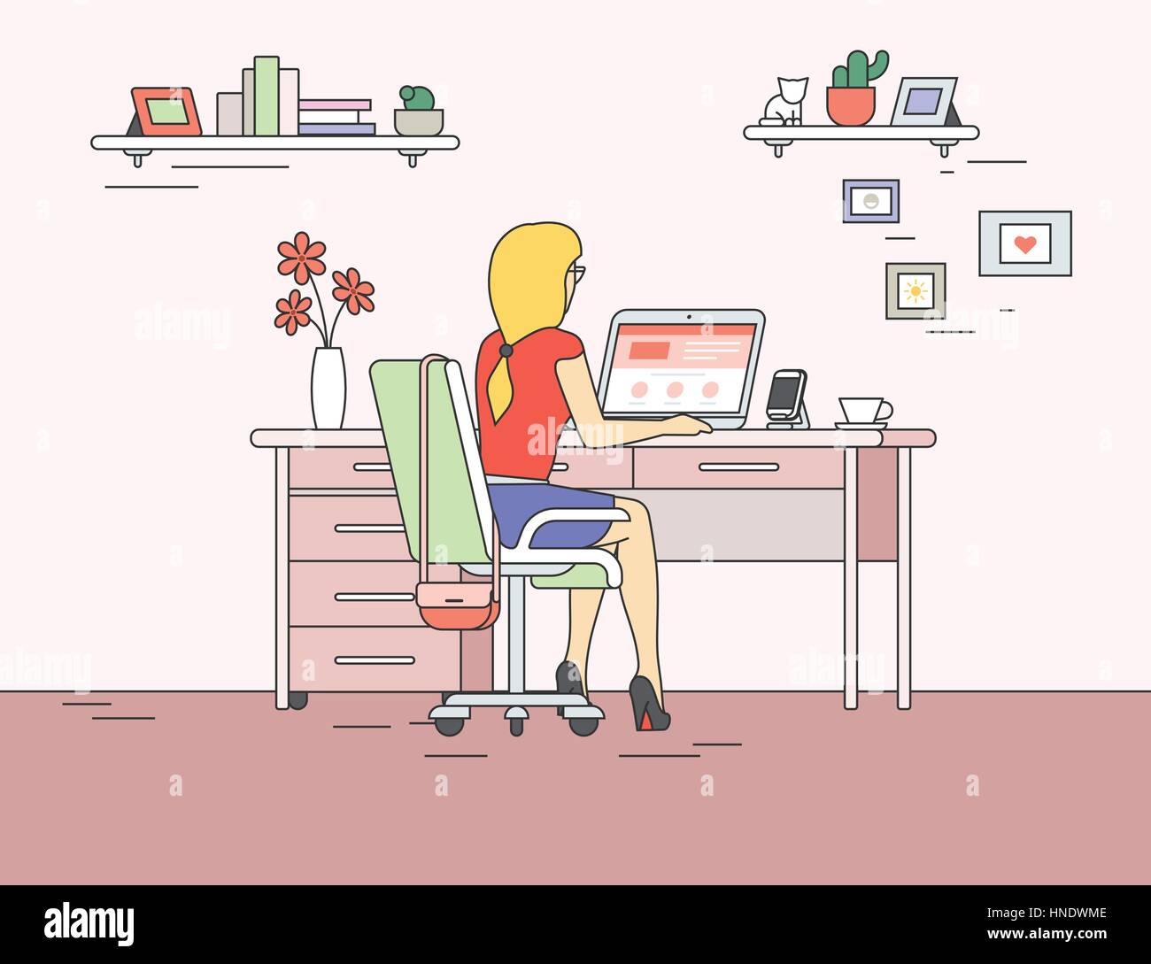 Young woman laptop mail Stock Vector Images - Alamy