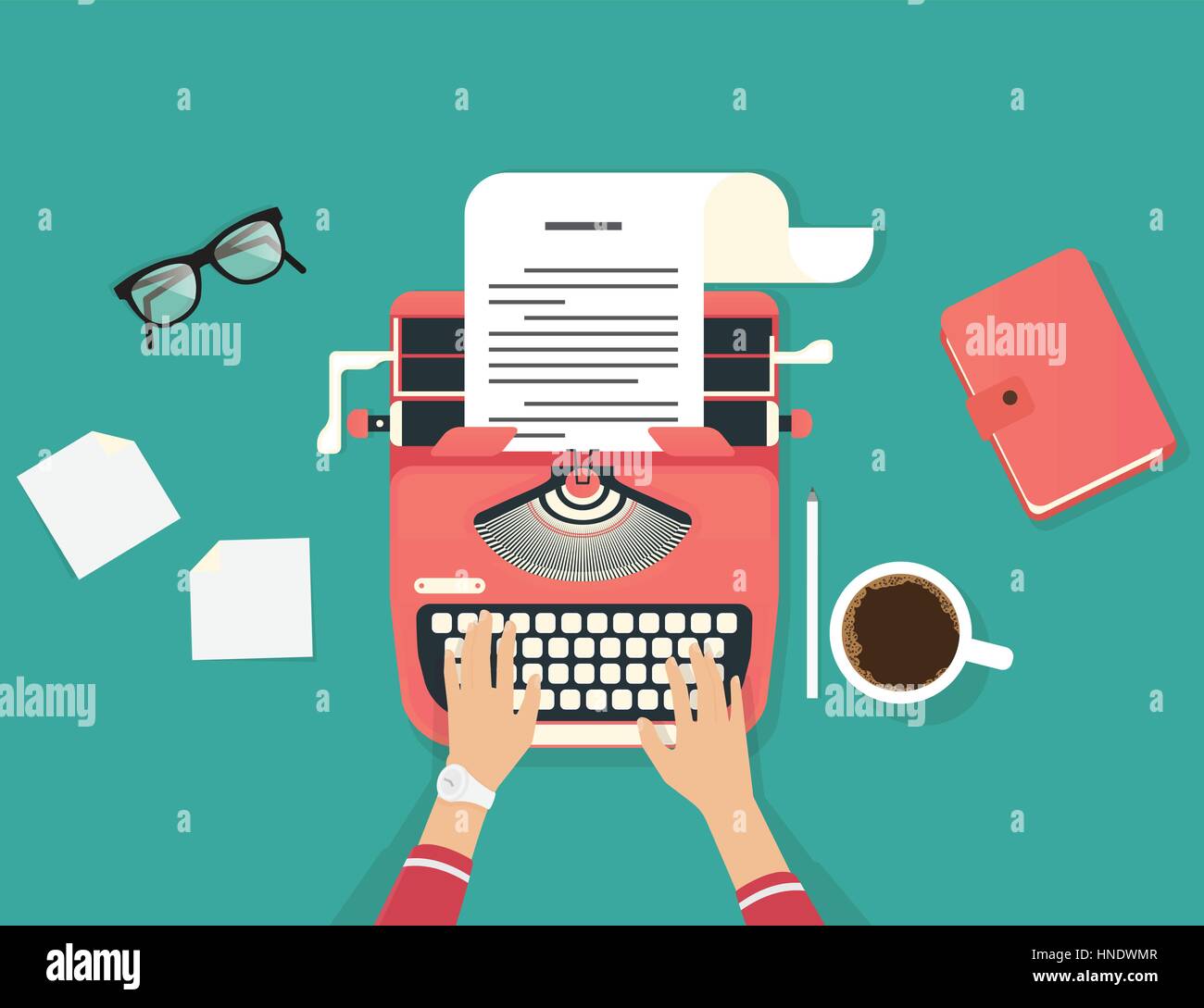 Womans hands typing Stock Vector Images - Alamy